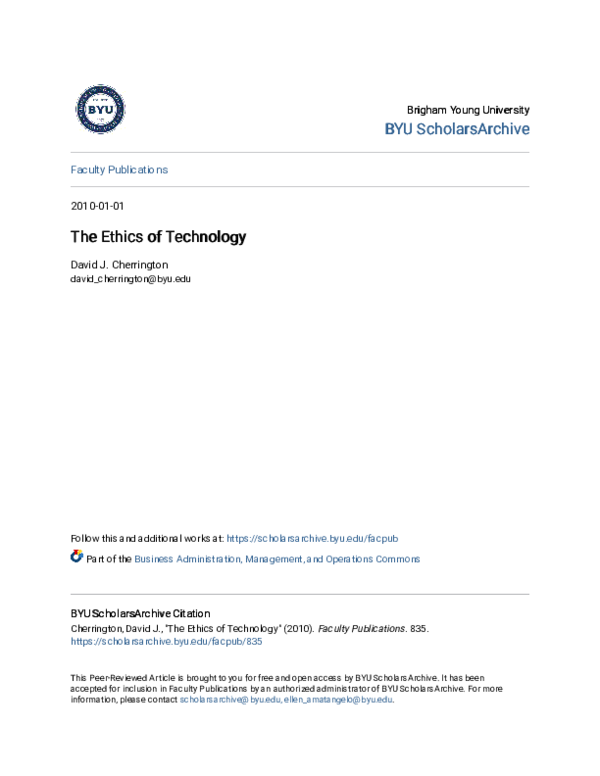 (PDF) The Ethics of Technology