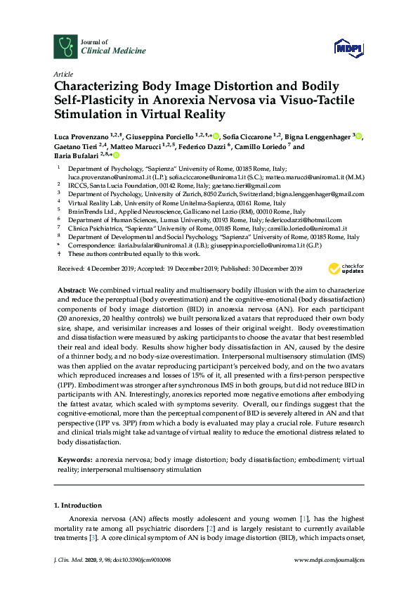 (PDF) Characterizing Body Image Distortion and Bodily Self-Plasticity ...