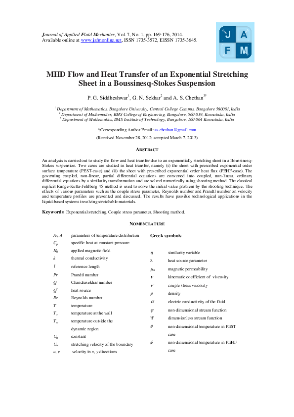 (PDF) MHD Flow and Heat Transfer of an Exponential Stretching Sheet in ...