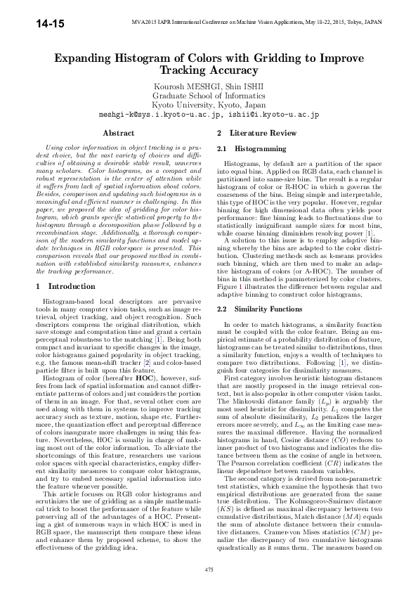 (PDF) Expanding histogram of colors with gridding to improve tracking ...