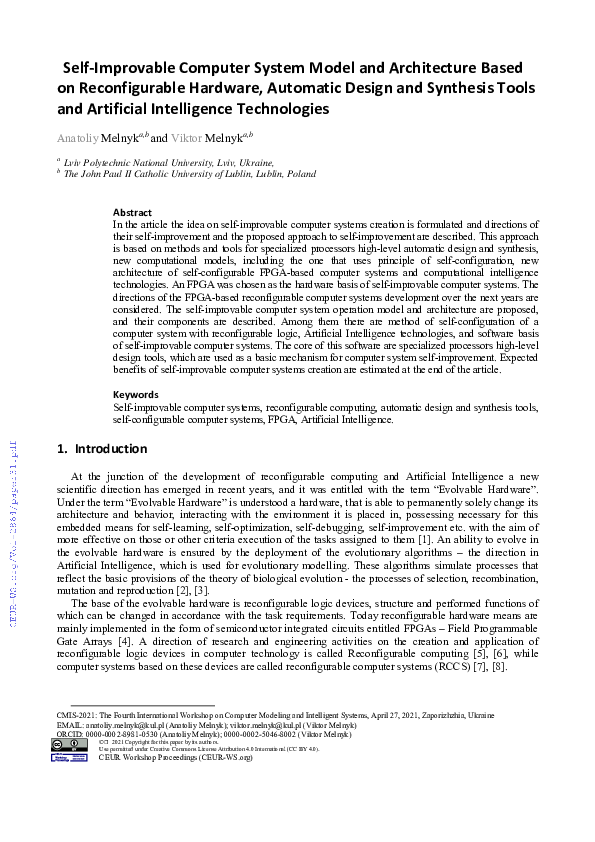 (PDF) Self-Improvable Computer System Model and Architecture Based on ...