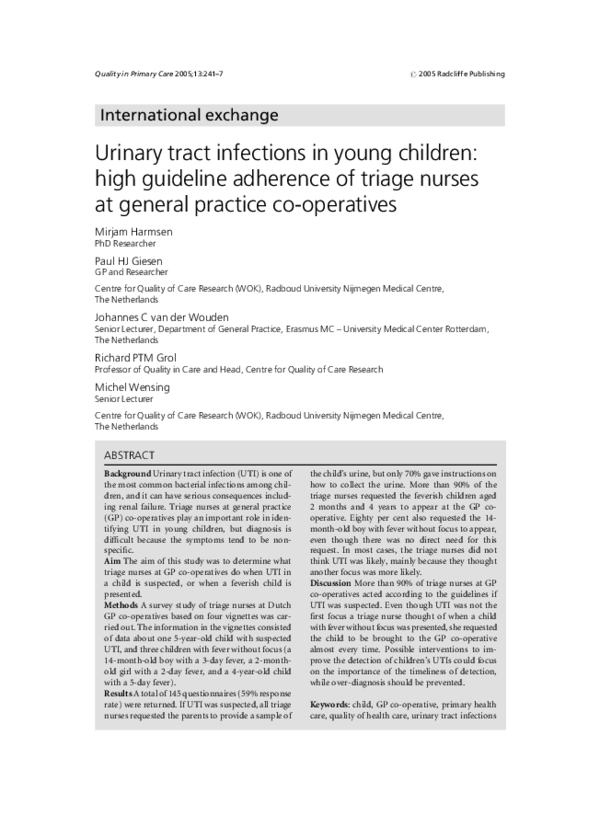(PDF) Urinary tract infections in young children: High guideline ...