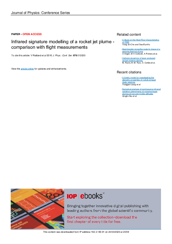 (PDF) Infrared signature modelling of a rocket jet plume - comparison ...