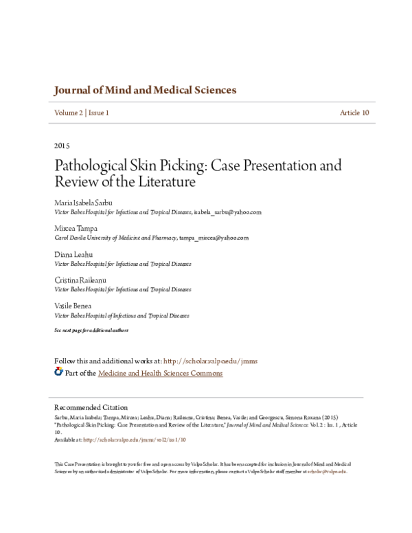 (PDF) Pathological Skin Picking: Case Presentation and Review of the ...