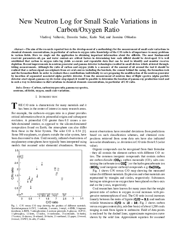 (PDF) New Neutron Log for Small Scale Variations in Carbon/Oxygen Ratio