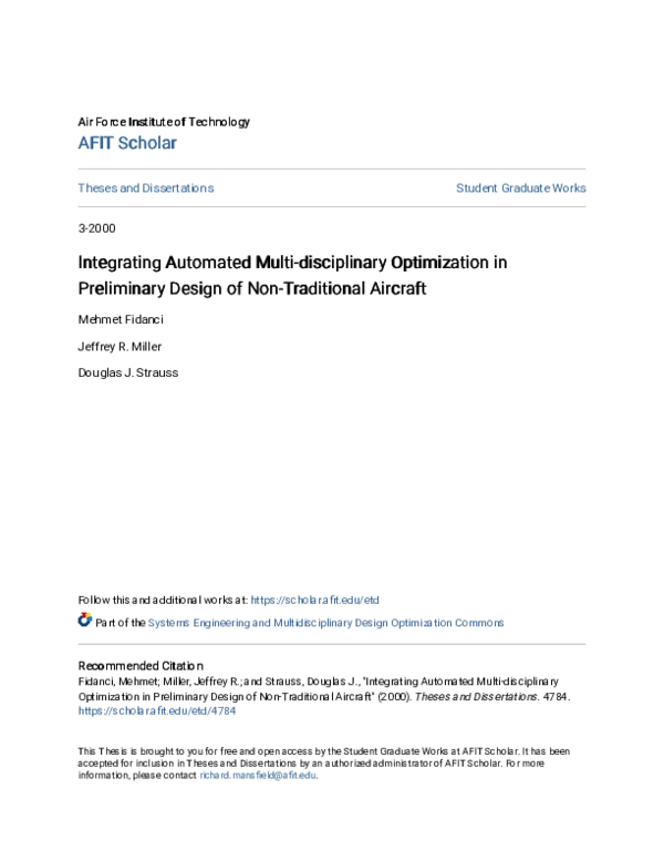 (PDF) Integrating Automated Multi-Disciplinary Optimization in Preliminary Design of Non ...