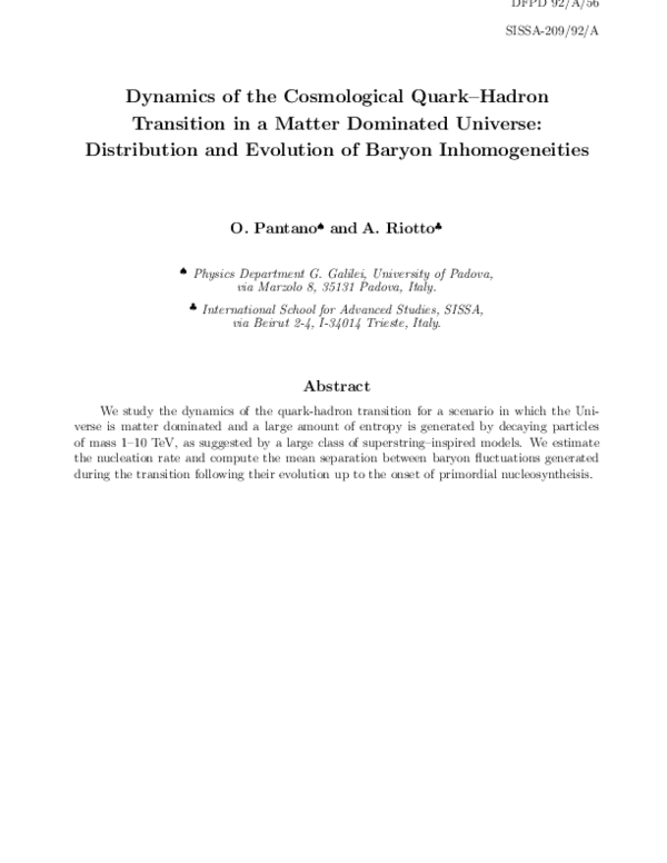 (PDF) Dynamics of the cosmological quark-hadron transition in a matter ...