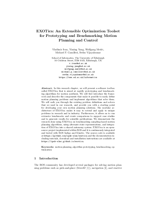 (PDF) EXOTica: An Extensible Optimization Toolset for Prototyping and Benchmarking Motion ...