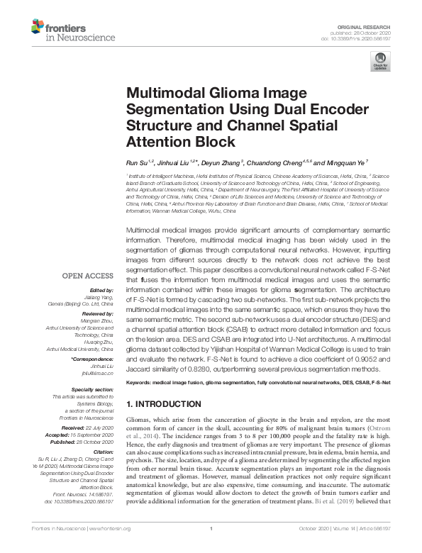 Multimodal Glioma Image Segmentation Using Dual Encoder Structure And