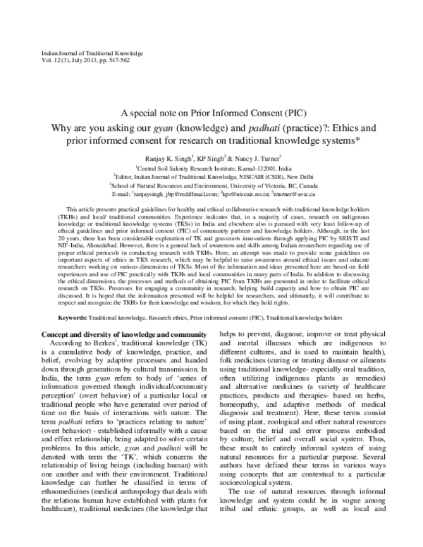 (PDF) A special note on Prior Informed Consent (PIC) Why are you asking ...