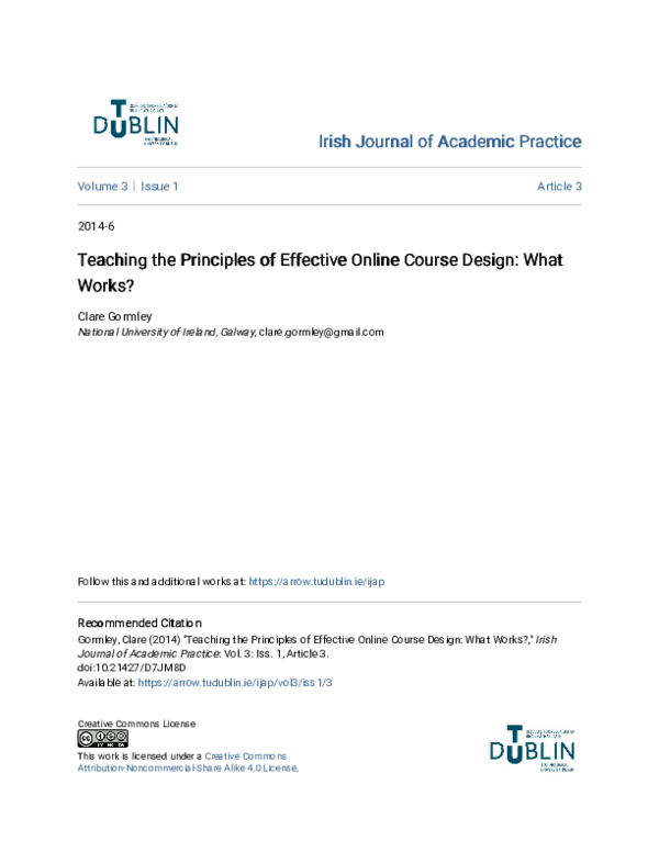 (PDF) Teaching the Principles of Effective Online Course Design: What ...