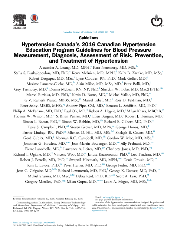 (PDF) Hypertension Canada’s 2016 CHEP Guidelines for Blood Pressure ...