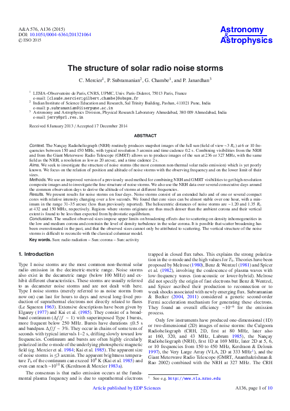 (PDF) The structure of solar radio noise storms