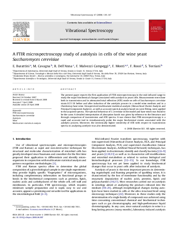 (PDF) FTIR Study of Autolysis in Wine Yeast Cells