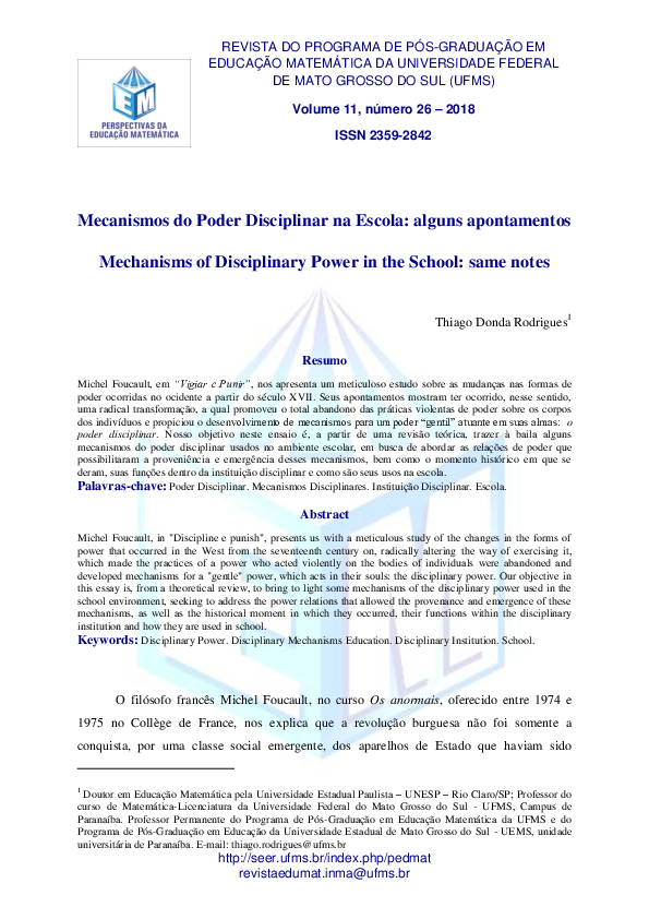 (PDF) Mecanismos do poder disciplinar na escola: alguns apontamentos ...