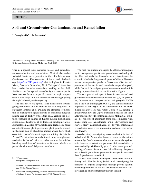 (PDF) Soil and Groundwater Contamination and Remediation