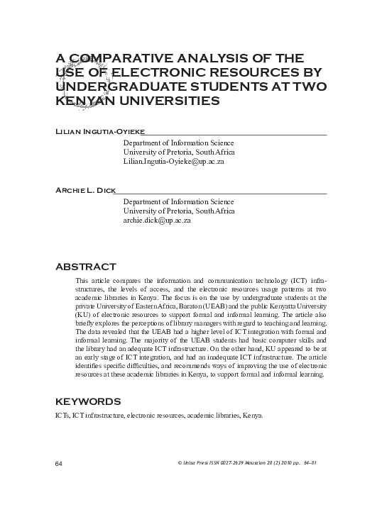 (PDF) A comparative analysis of the use of electronic resources by ...