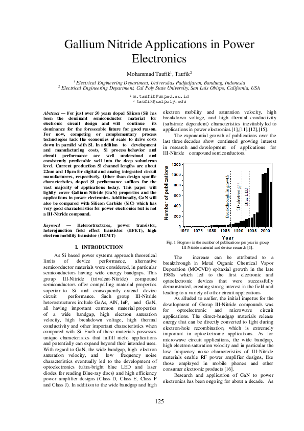 (PDF) Gallium Nitride Applications in Power Electronics | Taufik Taufik ...