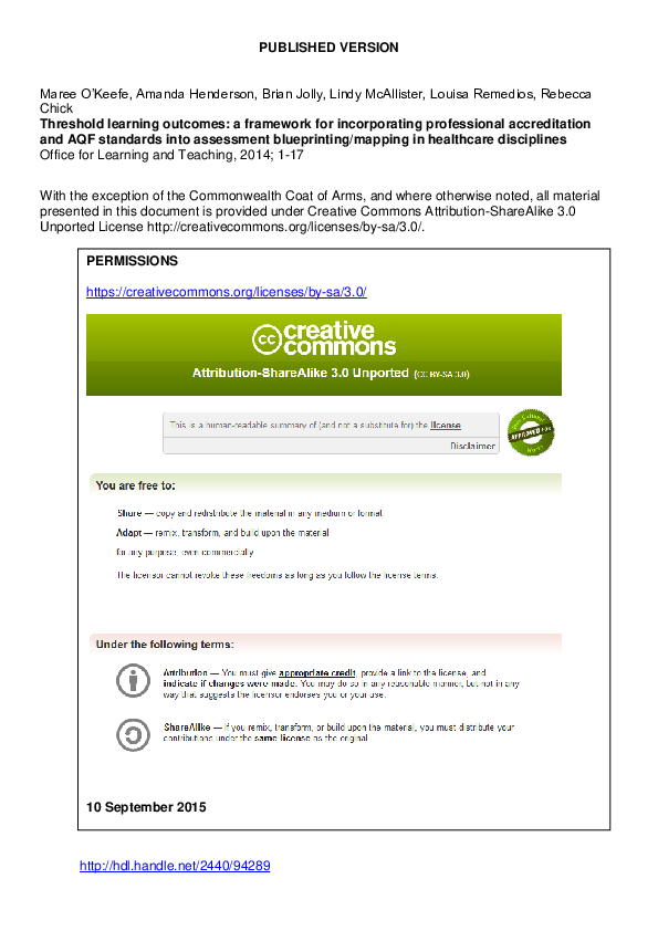 (PDF) Threshold learning outcomes: a framework for incorporating ...