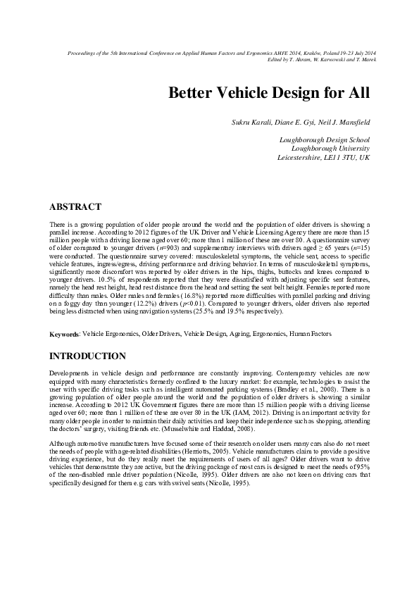 (PDF) Better vehicle design for all