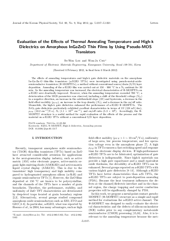 (PDF) Evaluation of the effects of thermal annealing temperature and ... (PDF) Evaluation of the effects of thermal annealing temperature and ...