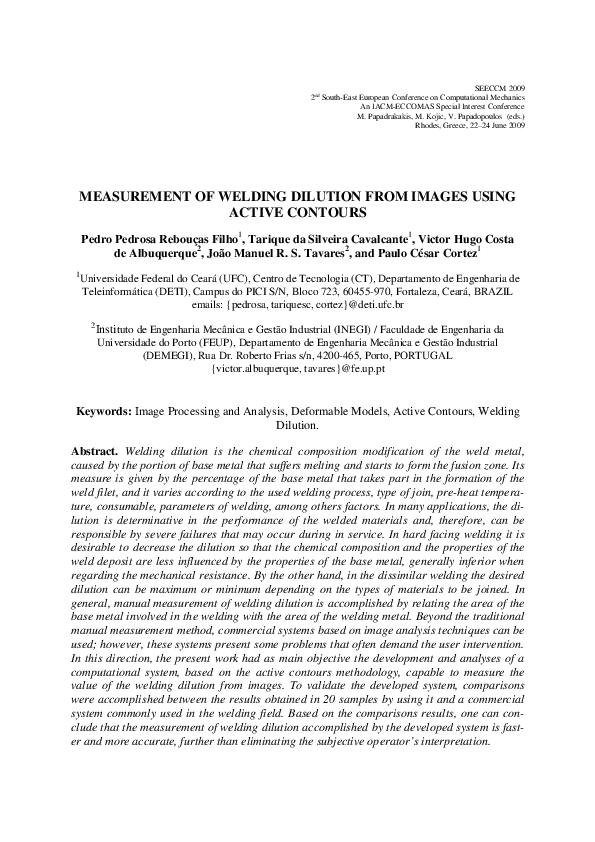 (PDF) Measurement of welding dilution from images using active contours