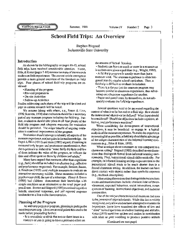 (PDF) School field trips: An overview