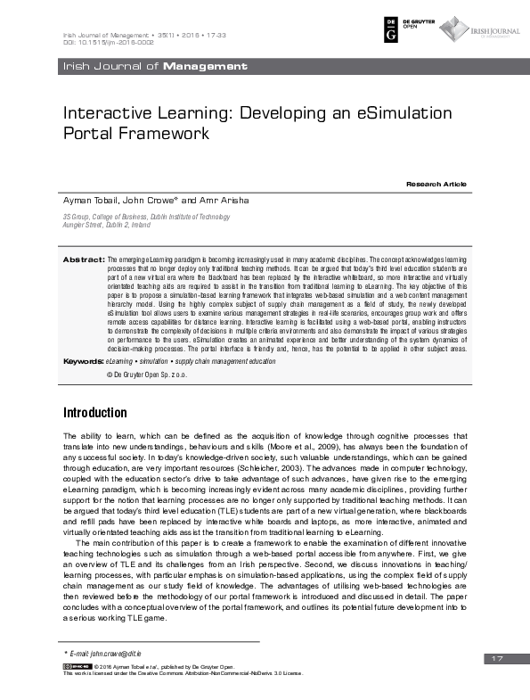 (PDF) Interactive learning: developing an eSimulation portal framework ...