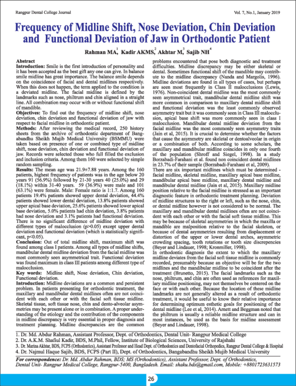 (PDF) Frequency of Midline Shift Nose Deviation Chin Deviation and ...