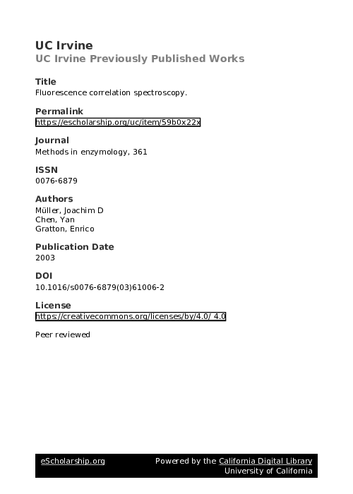 Pdf Fluorescence Correlation Spectroscopy