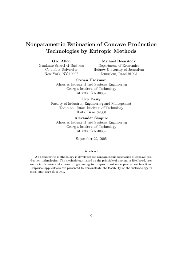 (PDF) Nonparametric estimation of concave production technologies by entropic methods | Michael ...