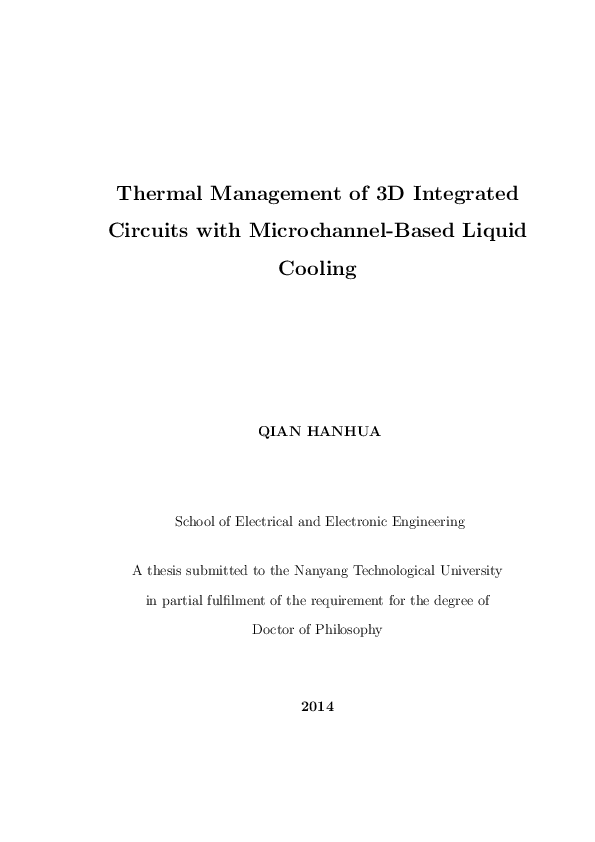 (PDF) Thermal management of 3D integrated circuits with microchannel-based liquid cooling