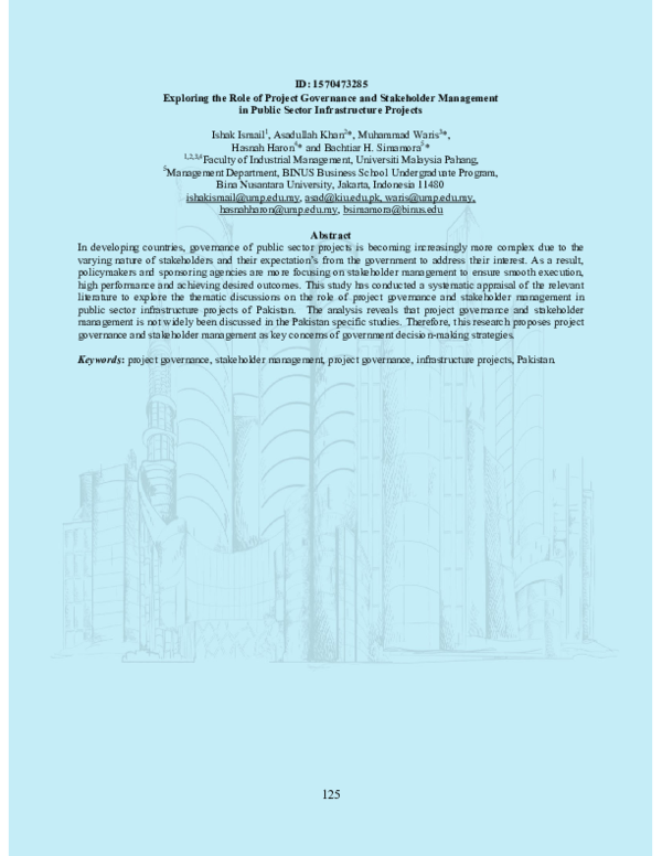 (PDF) Exploring the Role of Project Governance and Stakeholder ...