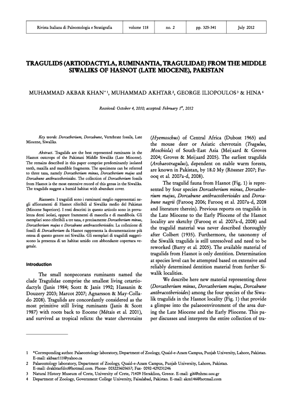 (PDF) Tragulids (Artiodactyla, Ruminantia, Tragulidae) from the Middle ...