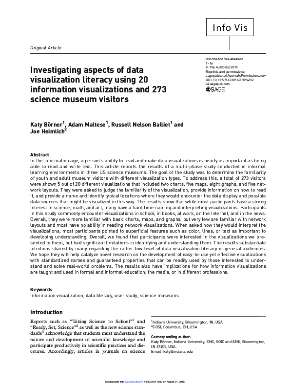 (PDF) Investigating aspects of data visualization literacy using 20 ...