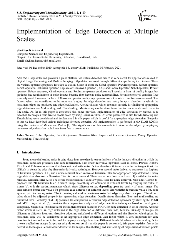 (PDF) Implementation of Edge Detection at Multiple Scales (PDF) Implementation of Edge Detection at Multiple Scales
