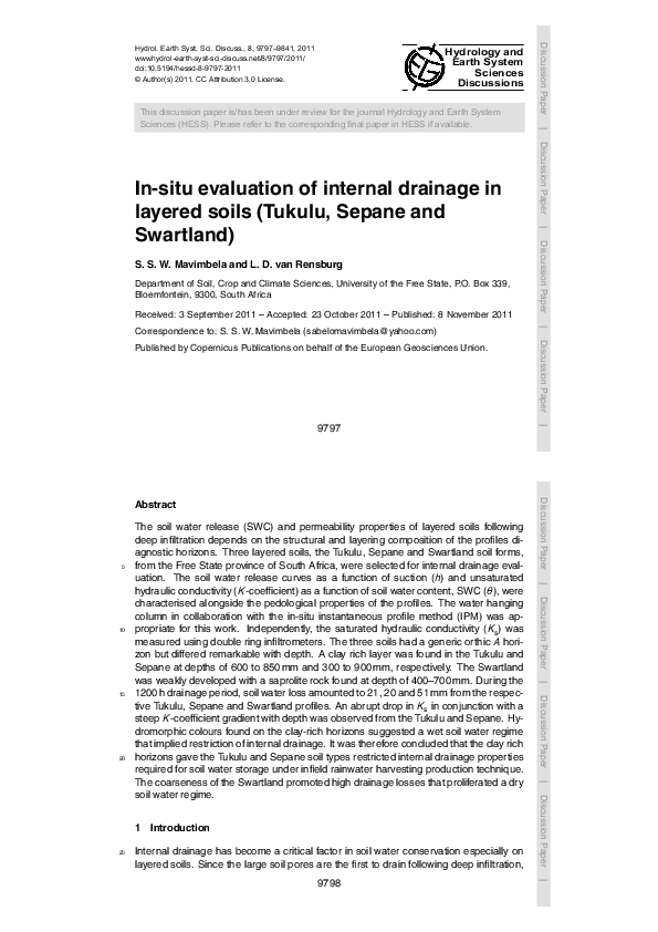 (PDF) In-situ evaluation of internal drainage in layered soils (Tukulu ...
