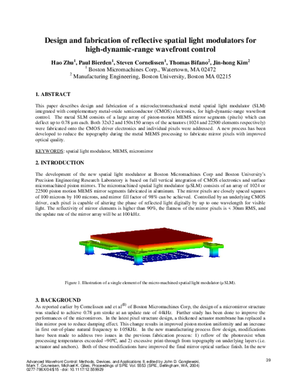 (PDF) Design and fabrication of reflective spatial light modulator for ...