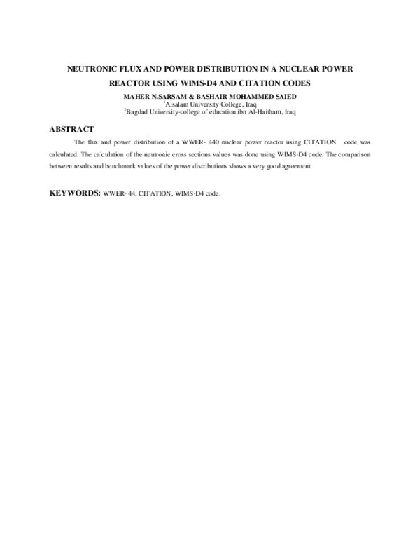 (PDF) Neutronic Flux and Power Distribution in a Nuclear Power Reactor ...