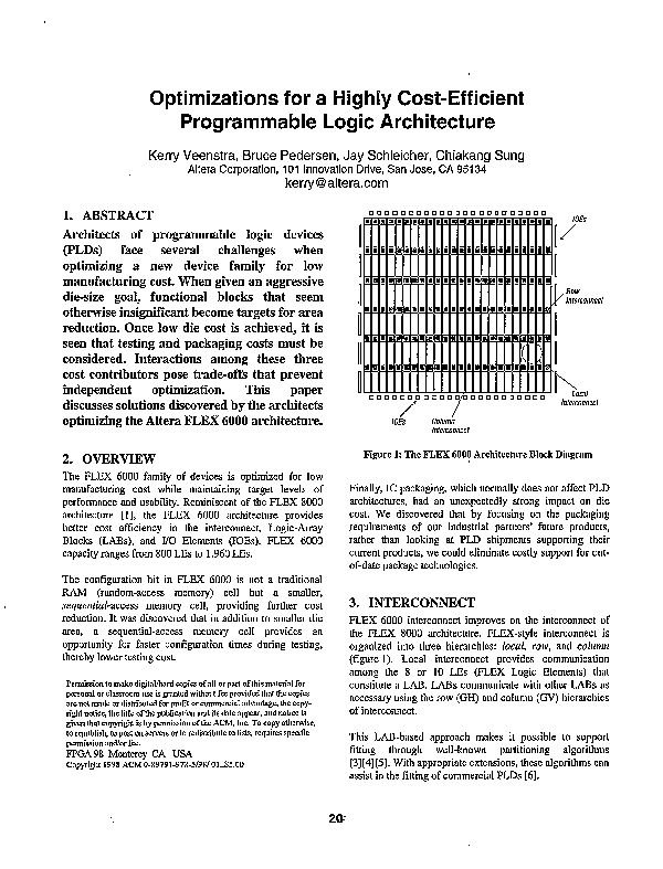 (PDF) Optimizations for a highly cost-efficient programmable logic architecture | Kerry Veenstra ...