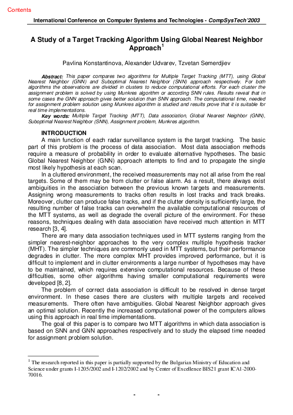 (PDF) A study of a target tracking algorithm using global nearest ...