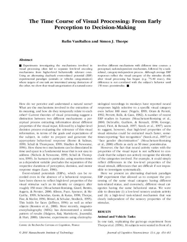 (PDF) The Time Course of Visual Processing: From Early Perception to ...