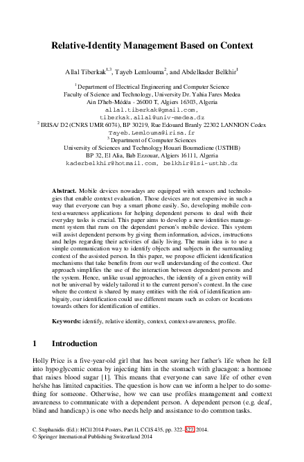 (PDF) Relative-Identity Management Based on Context