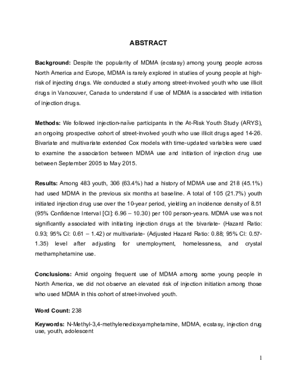 (PDF) 3,4-Methylenedioxymethamphetamine (MDMA, "Ecstasy"): pharmacology ...