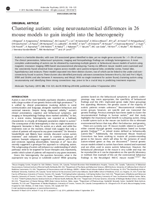 (PDF) Clustering autism: using neuroanatomical differences in 26 mouse ...