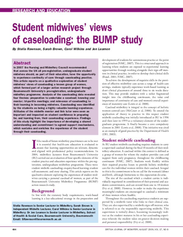 (PDF) Student midwives' views of caseloading: the BUMP study