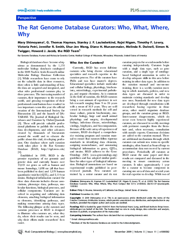 (PDF) The Rat Genome Database Curators: Who, What, Where, Why