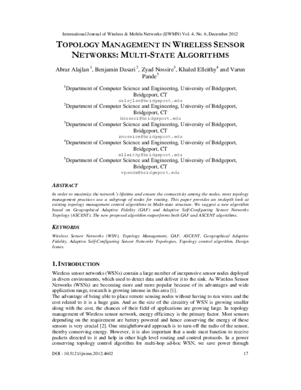 (PDF) Topology Management in Wireless Sensor Networks