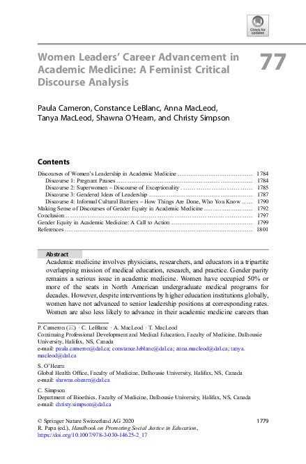 (PDF) Women Leaders’ Career Advancement in Academic Medicine: A ...