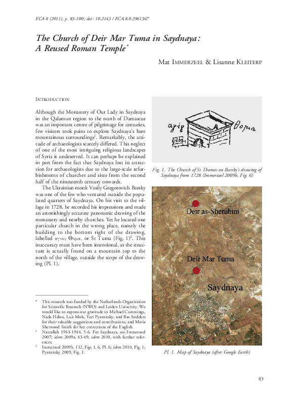 (PDF) The Church of Deir Mar Tuma in Saydnaya: a Reused Roman Temple